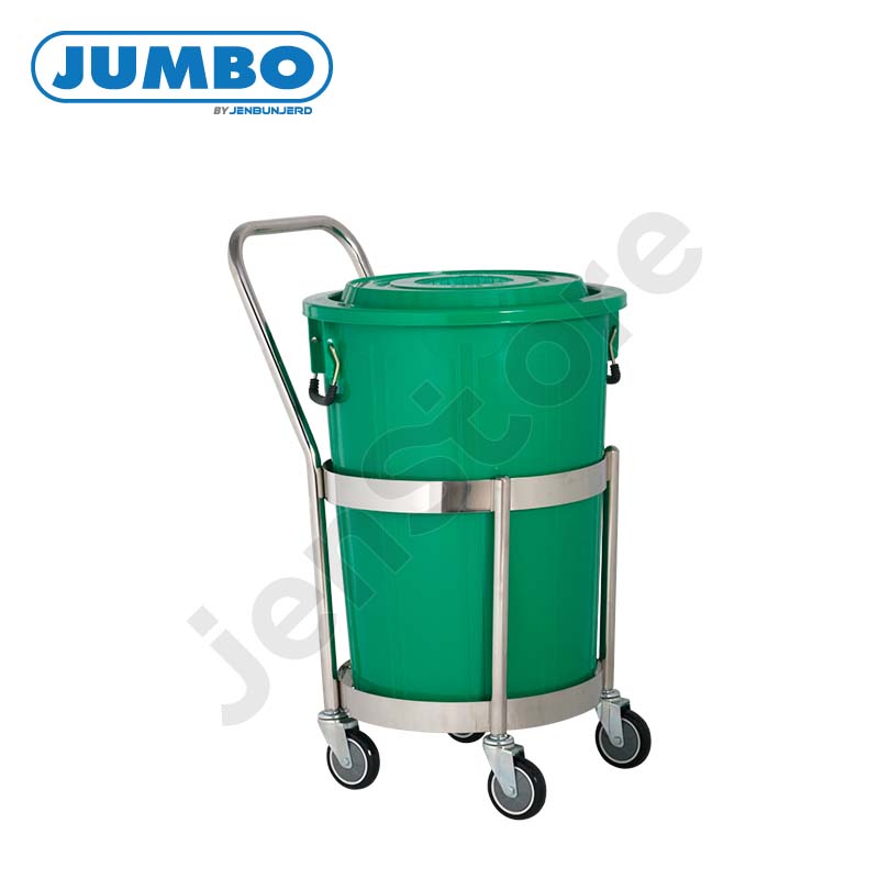 จำหน่าย รถเข็น รถเข็นดอลลี่ ดอลลี่กลม มีมือจับ SRH26SN+ถังพลาสติก 26GN สีเขียว 98 ลิตร - เจนสโตร์