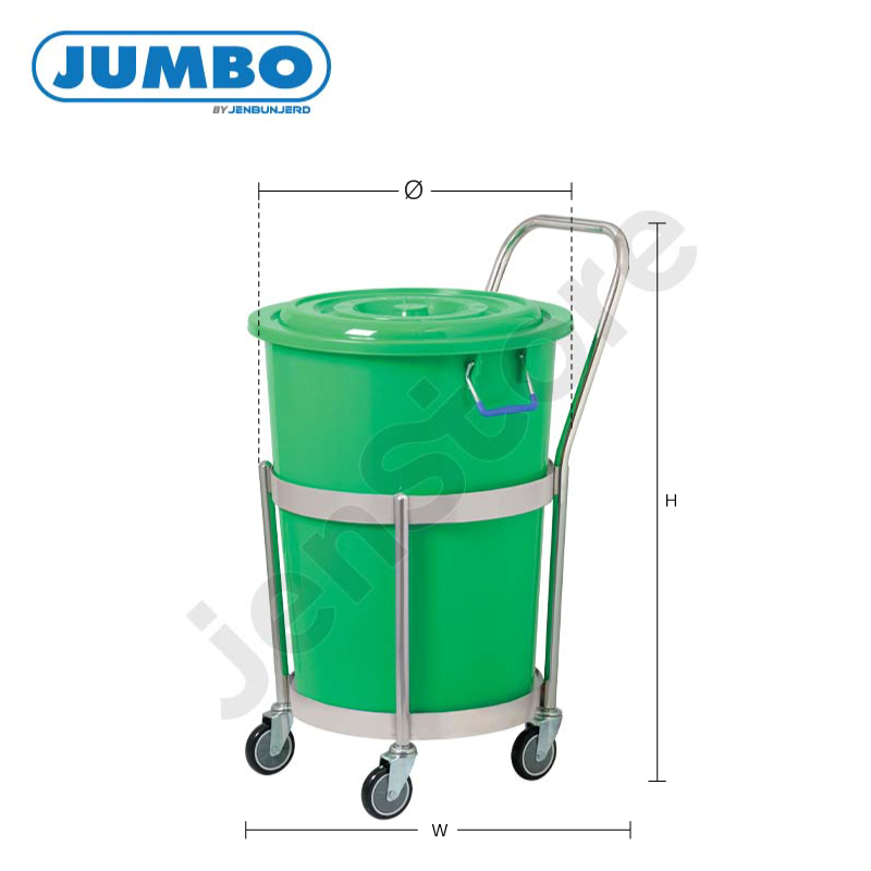 จำหน่าย รถเข็น รถเข็นดอลลี่ ดอลลี่กลม มีมือจับ SRH40S+ถังพลาสติก 320+A สีเขียว 117.5 ลิตร - เจนสโตร์